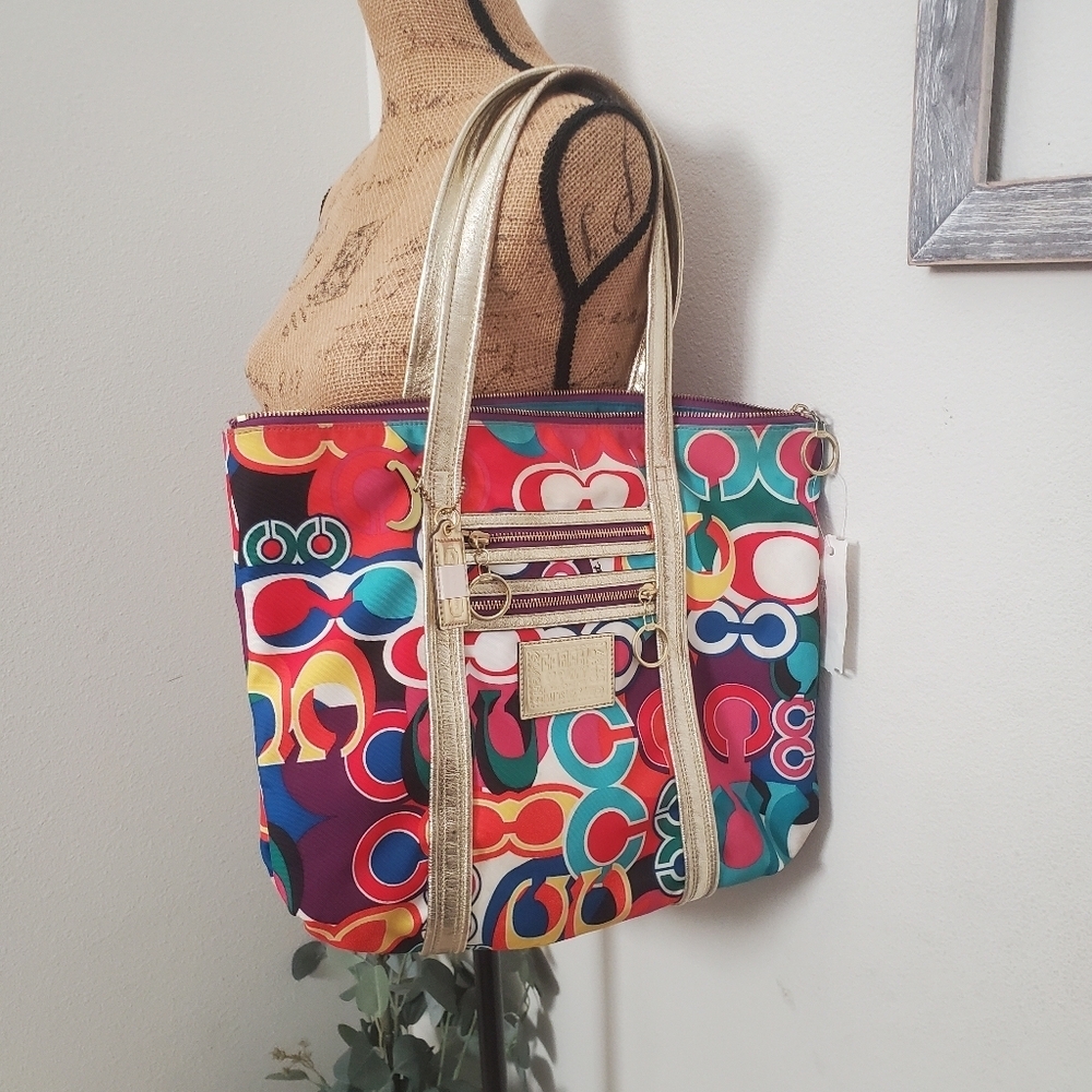 Coach Poppy Pop Signature C Glam Large Tote Multi-Col… - Gem
